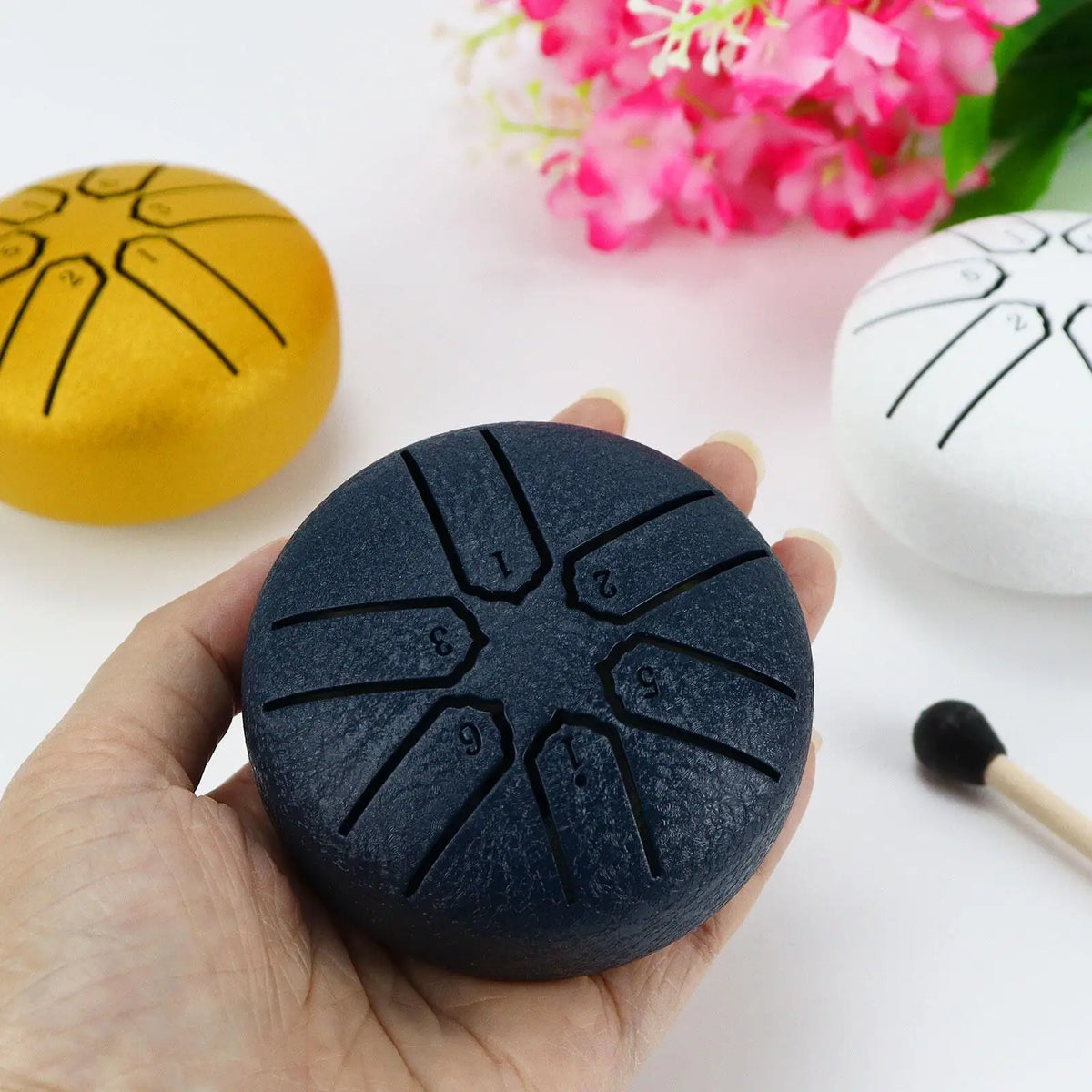 Pointed Design 3inch, 6-tone Mini Steel Tongue Drum + FREE Mallet