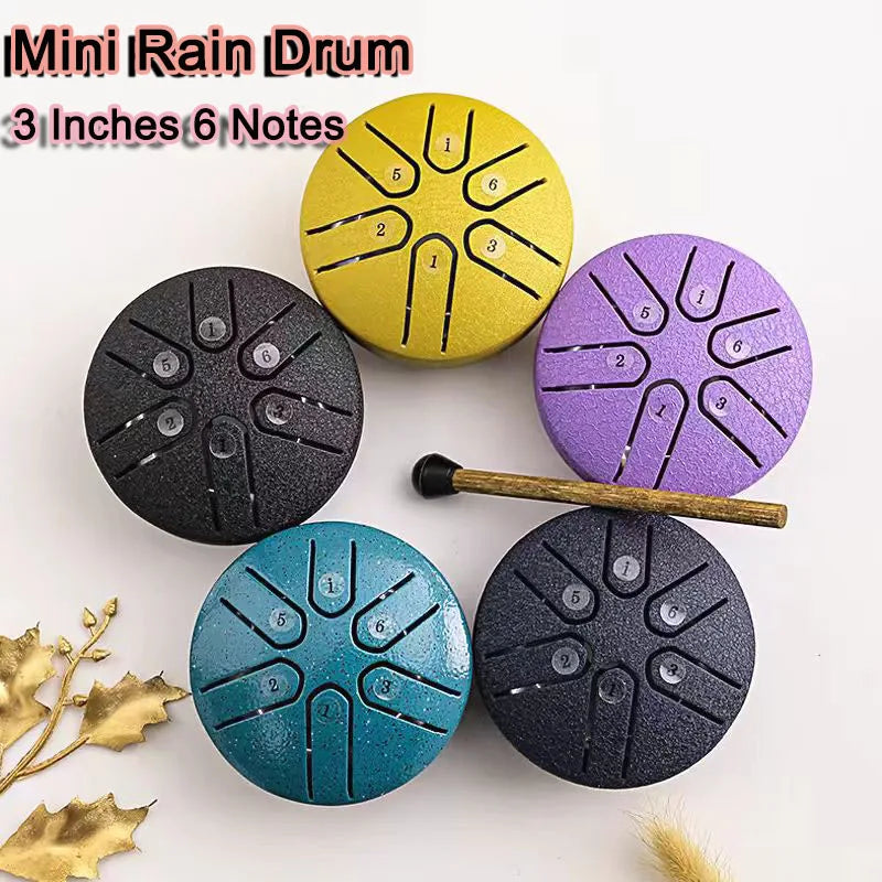 Curve Design 3inch, 6-tone Mini Steel Tongue Drum + FREE Mallet