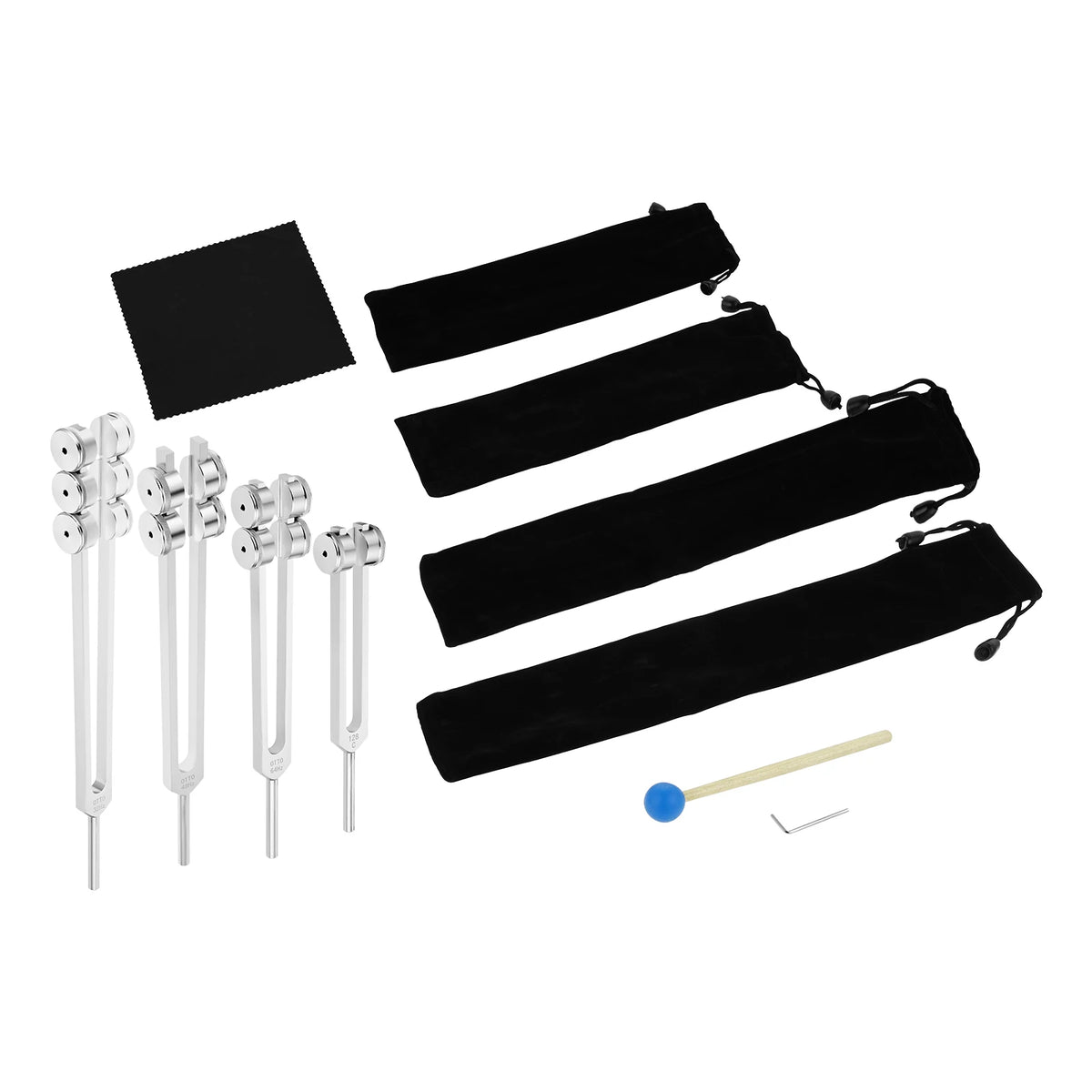 Otto Tuning Fork 4-Piece Set (32Hz, 48Hz, 64Hz, 128Hz) with FREE Hamme