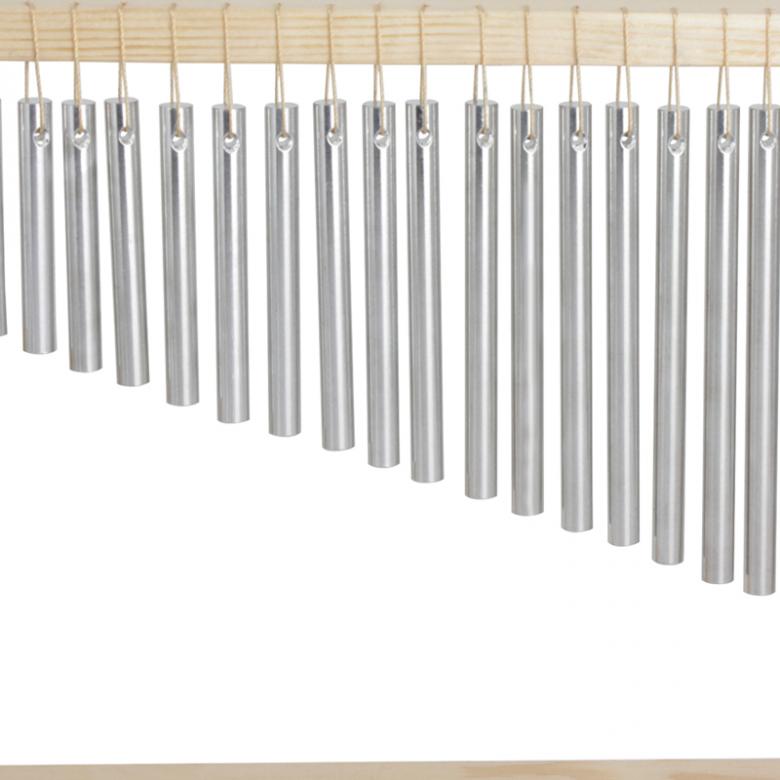 20 Tone Wind Chimes, Silver Standing with Wooden Frame
