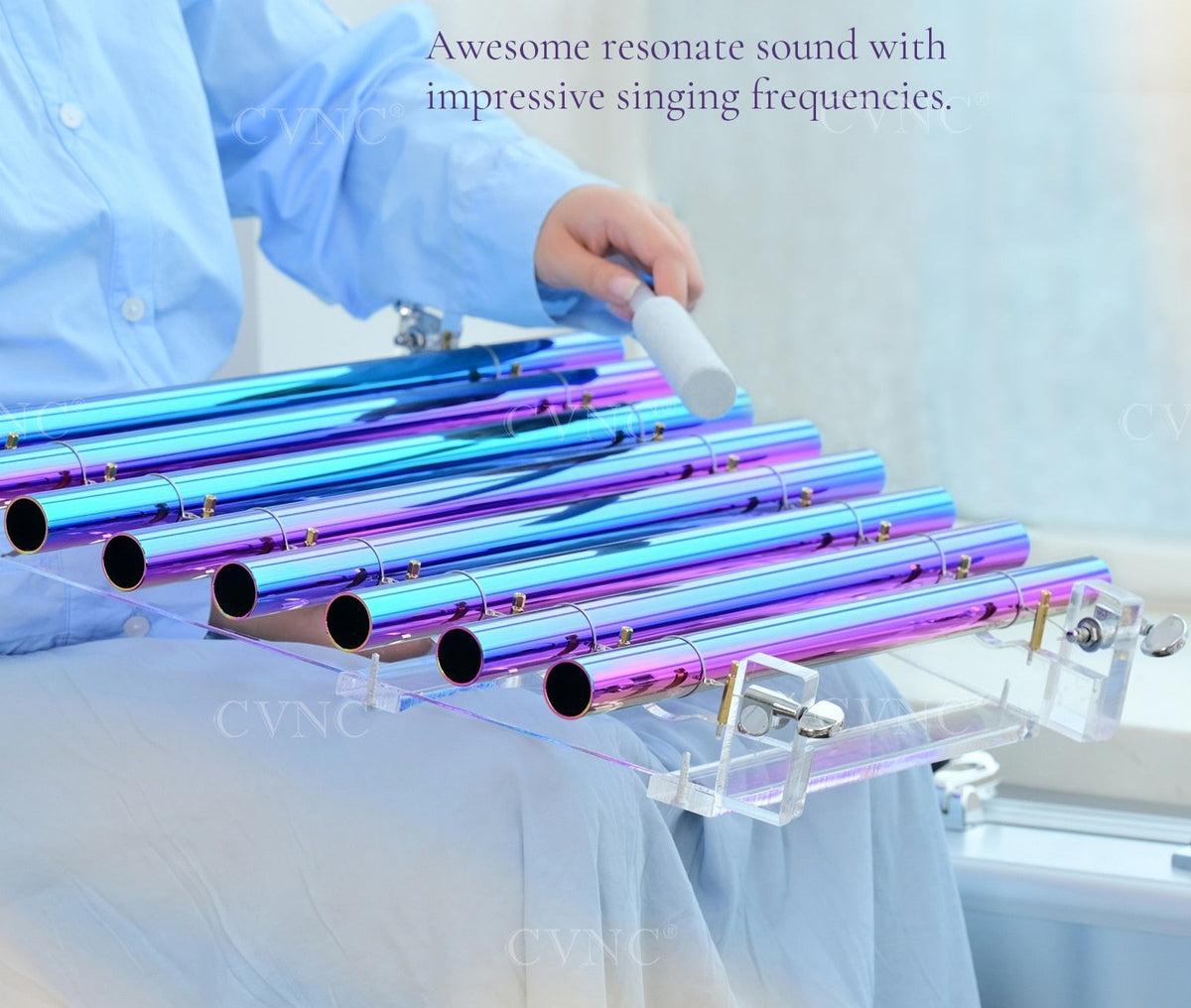 Multiple Colored Crystal Singing Harp, 8 Tubes with Free Aluminum Case